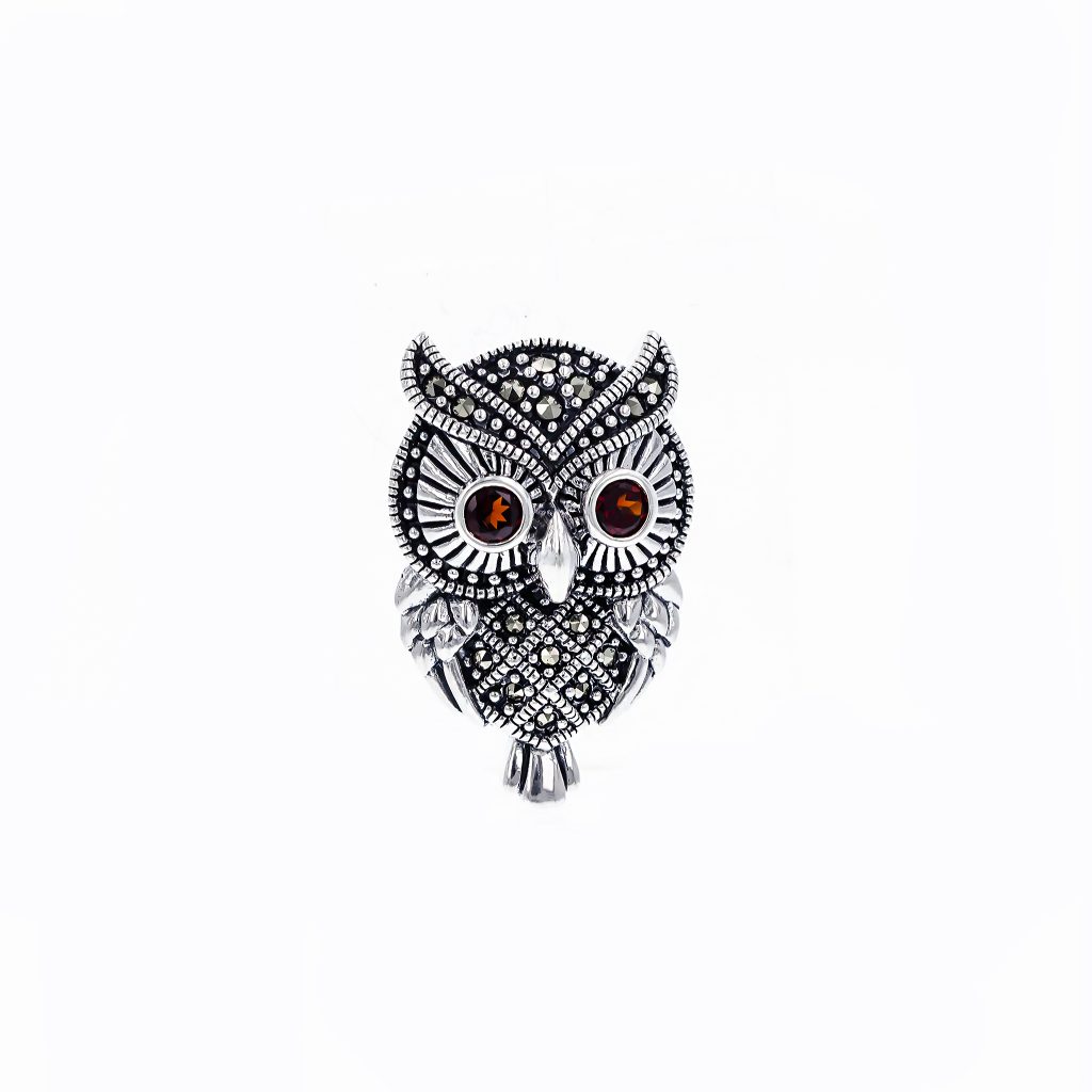 Broșă Argint 925 Model Bufniță – Marcasite - Magazinul de Martisoare